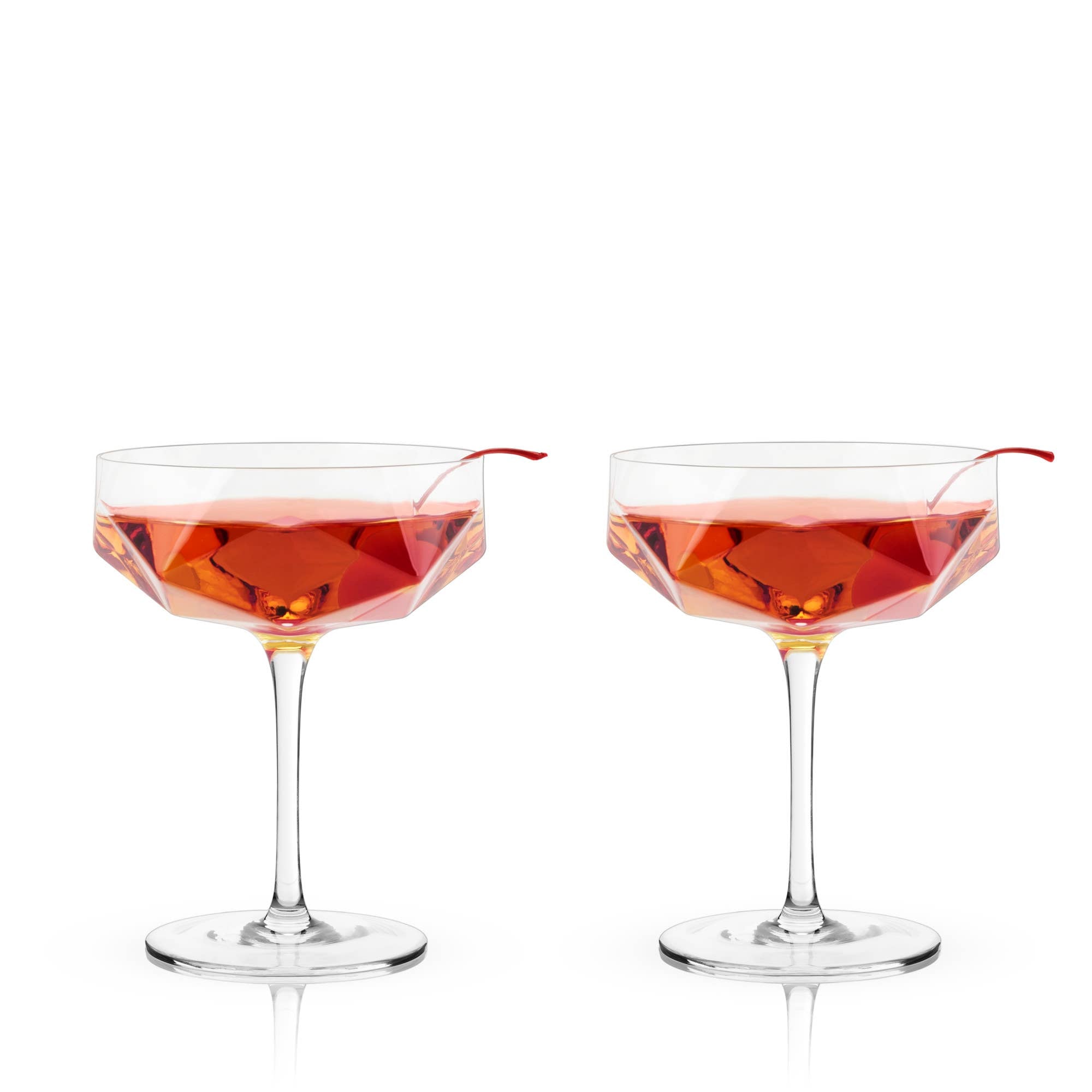 Seneca™ Faceted Crystal Coupes Set of 2
